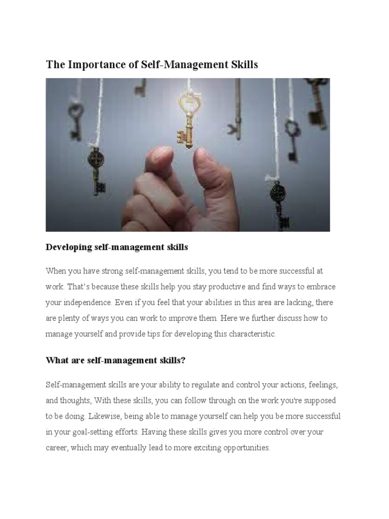 The Importance of Self Management | PDF