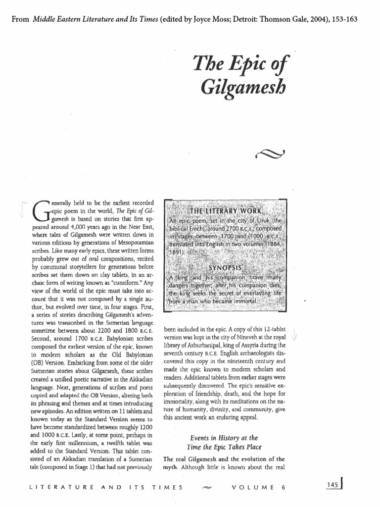 The Epic of Gilgamesh: An Analysis of the Ancient Mesopotamian Poem and ...