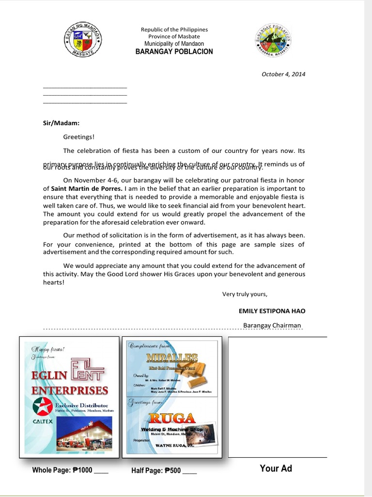 Dokumen - Tips - Solicitation Letter For Fiesta 2014 | PDF