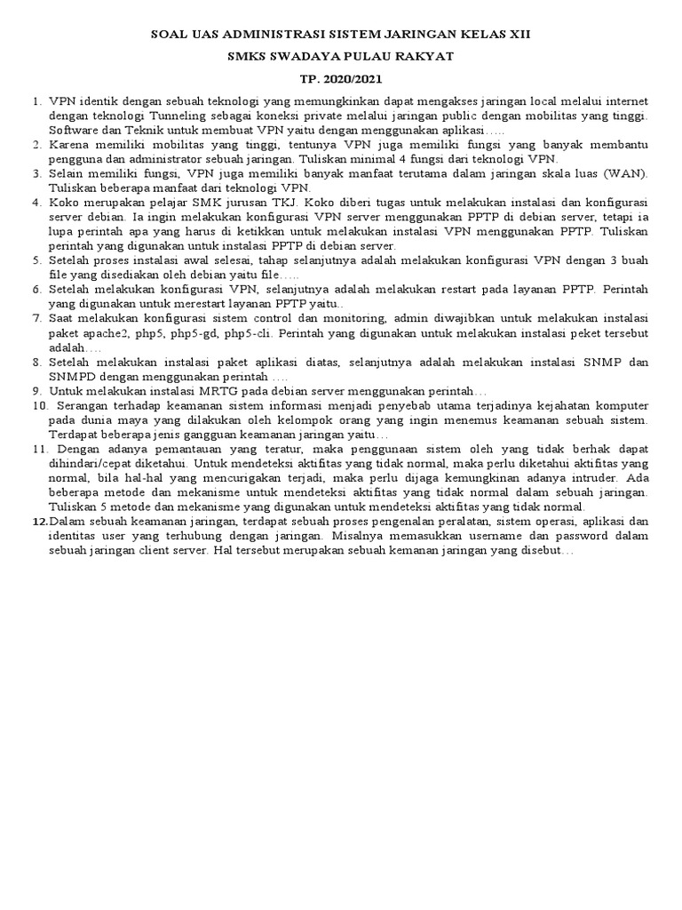 Soal Asj Xii Sem 2 | PDF