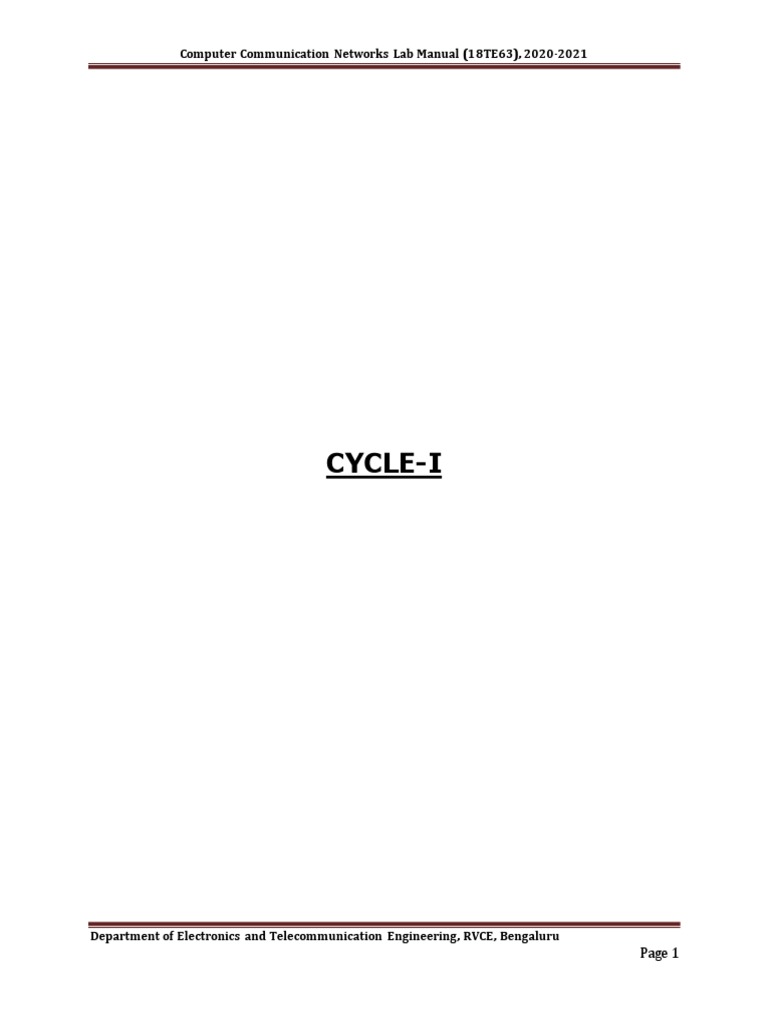 Cycle-I: Computer Communication Networks Lab Manual (18TE63), 2020-2021 ...