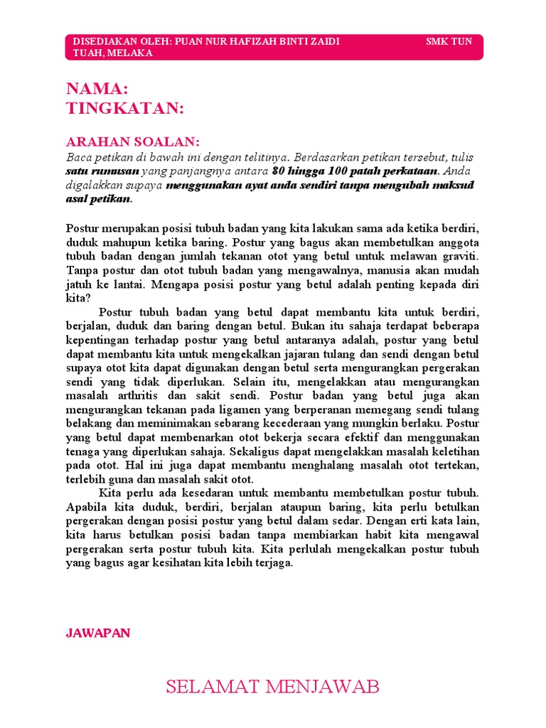 Teknik Menjawab Rumusan PT3 | PDF