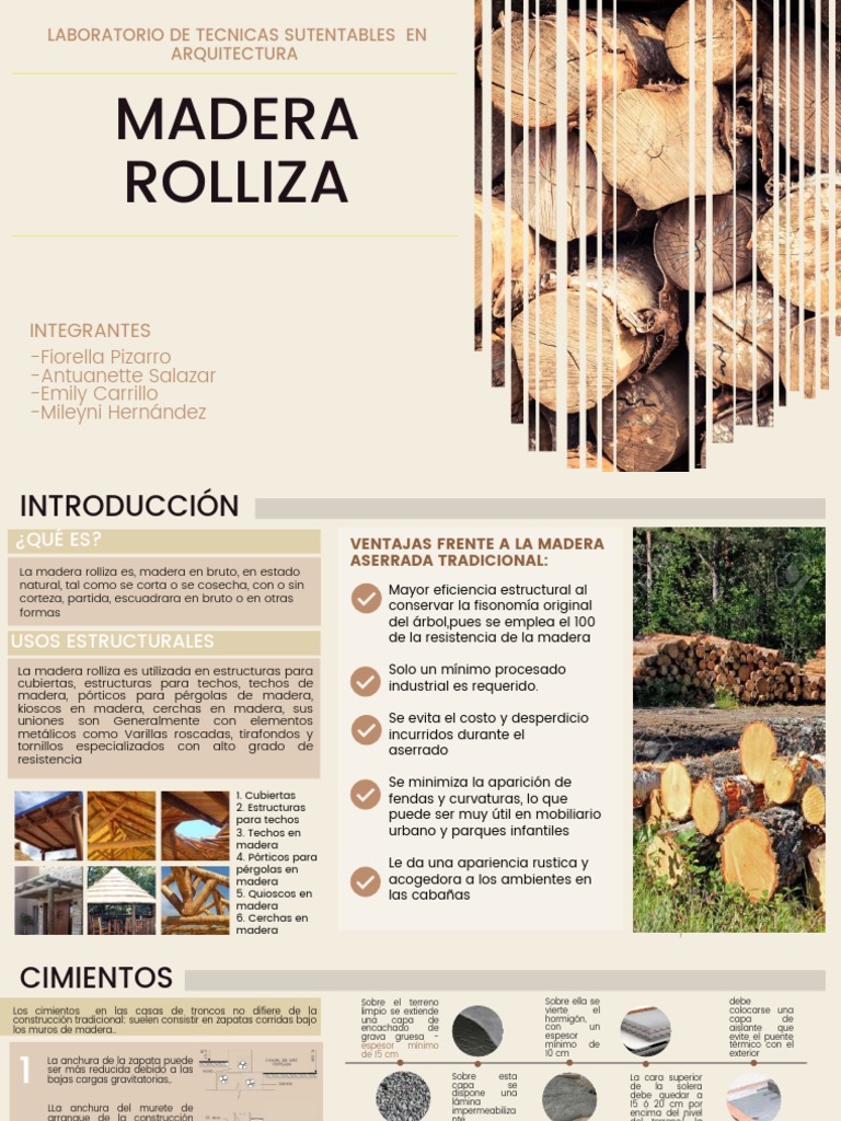 Madera Rolliza: Usos y Ventajas Estructurales | PDF | Fundación ...