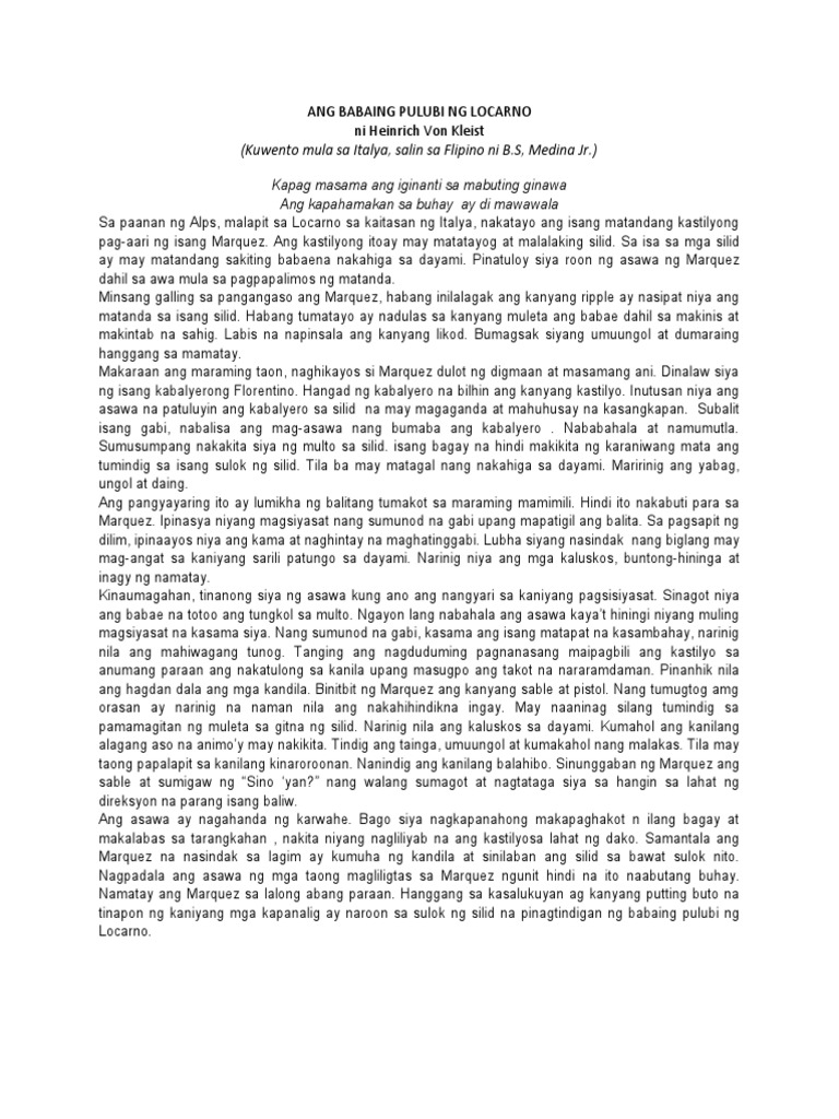 Ang Babaing Pulubi NG Locarno | PDF