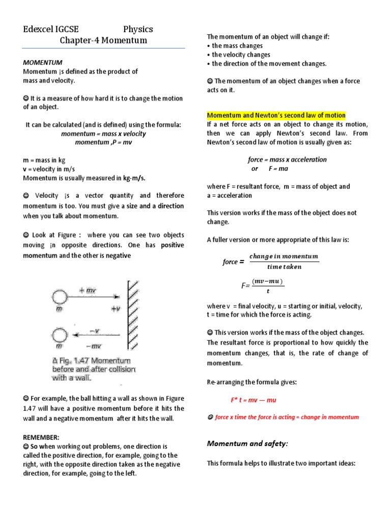 Understanding Momentum in IGCSE Physics | PDF | Momentum | Velocity