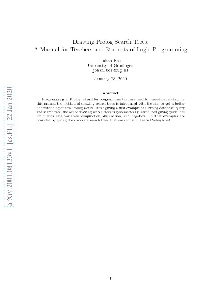 Drawing Prolog Search Trees A Manual For Teachers | PDF | Computer Science | Computer Programming