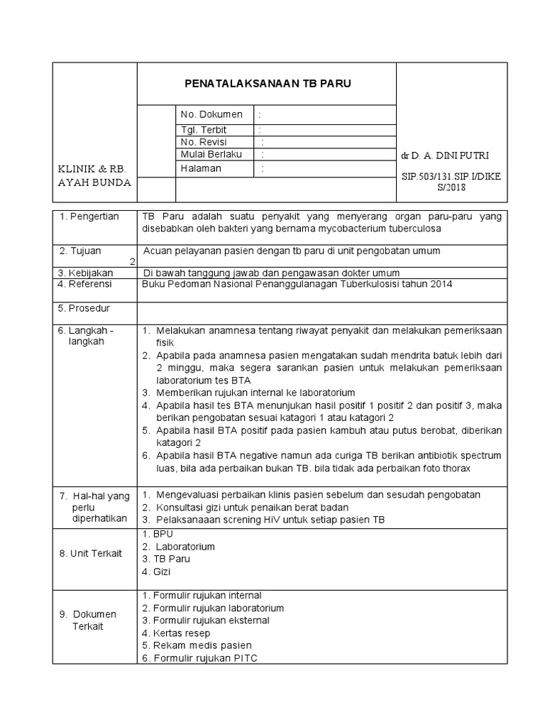 Sop TB Paru | PDF | Kesehatan Holistik | Sains & Matematika