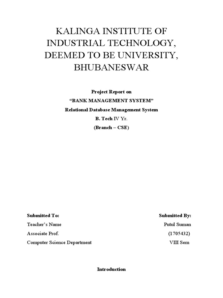 Kalinga Institute of Industrial Technology, Deemed To Be University ...