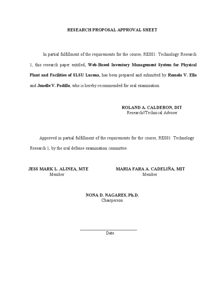 Research Proposal Approval Sheet | PDF