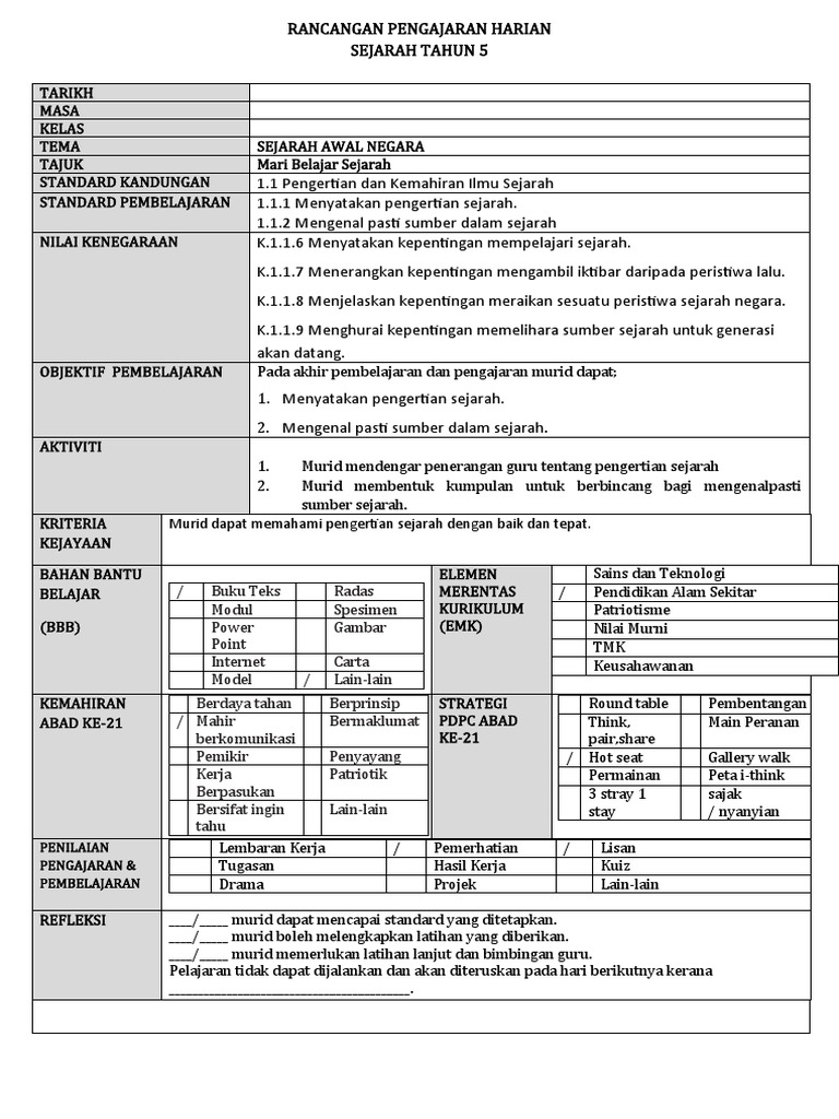 Template Sejarah | PDF