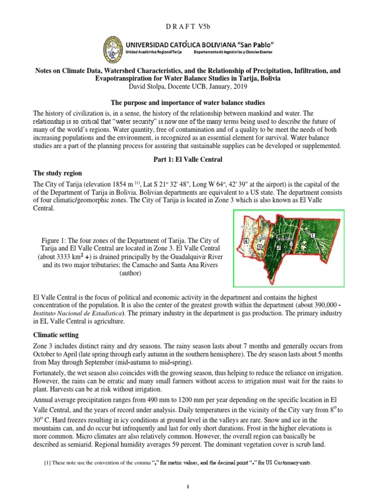 Climate Data & Water Balance in Tarija | PDF | Evapotranspiration ...