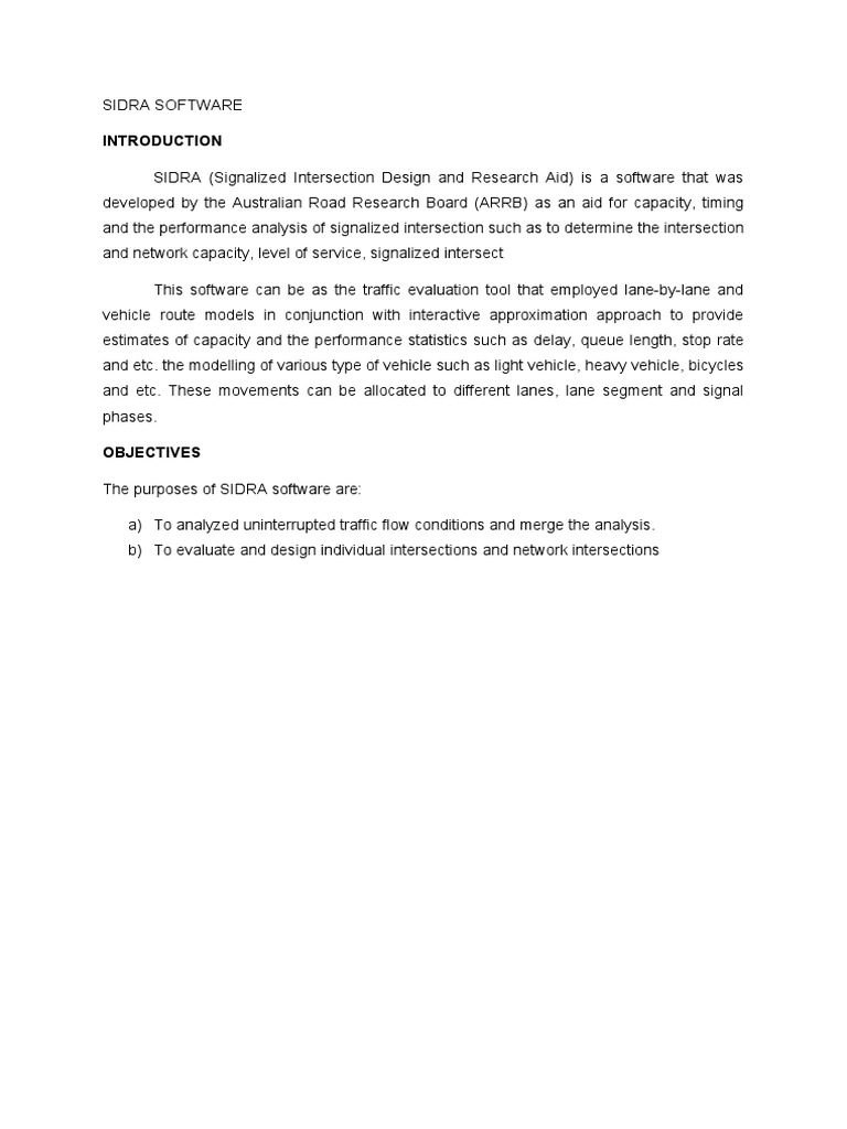 Sidra Software | PDF | Road Transport | Transportation Engineering