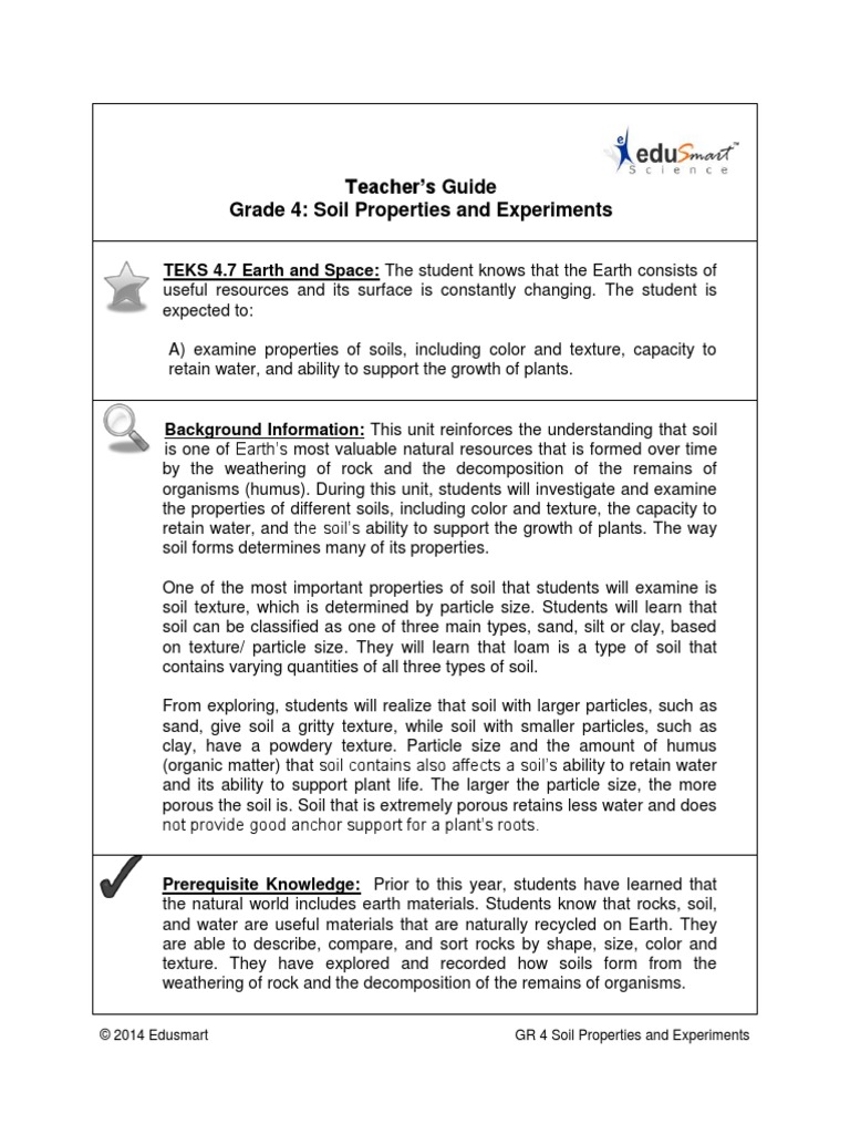 Grade 4 Soil Properties and Experiments | PDF | Soil | Horticulture And ...