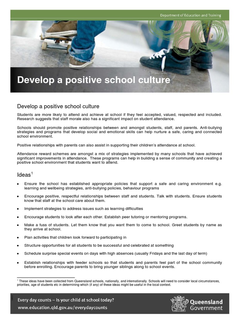 Develop Positive School Culture | PDF | Mentorship | Schools