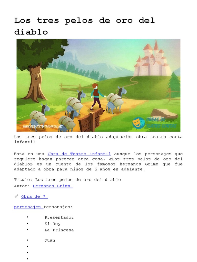 Los Tres Pelos de Oro Del Diablo: Obra de Teatro Infantil | PDF ...