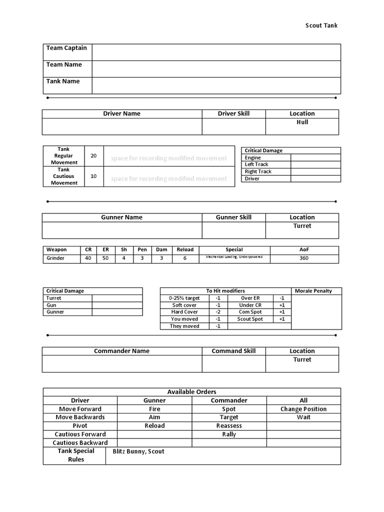Scout Tank Command and Damage Report | PDF | Gun Turret | Tanks