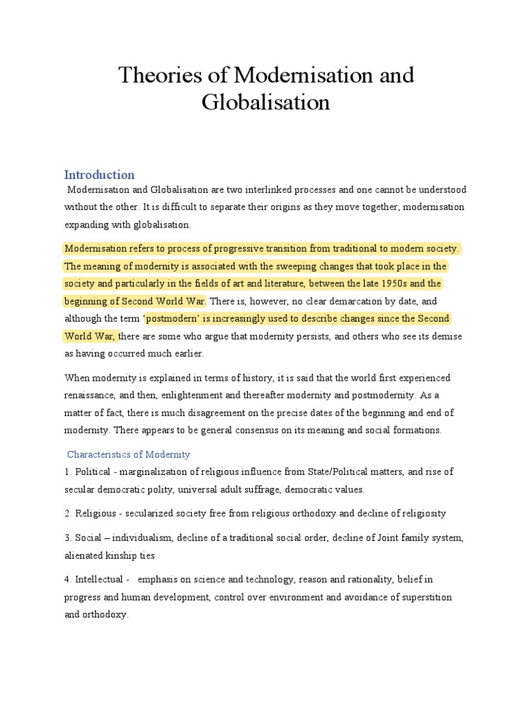 Modernisation and Globalisation | PDF | Risk | Modernity