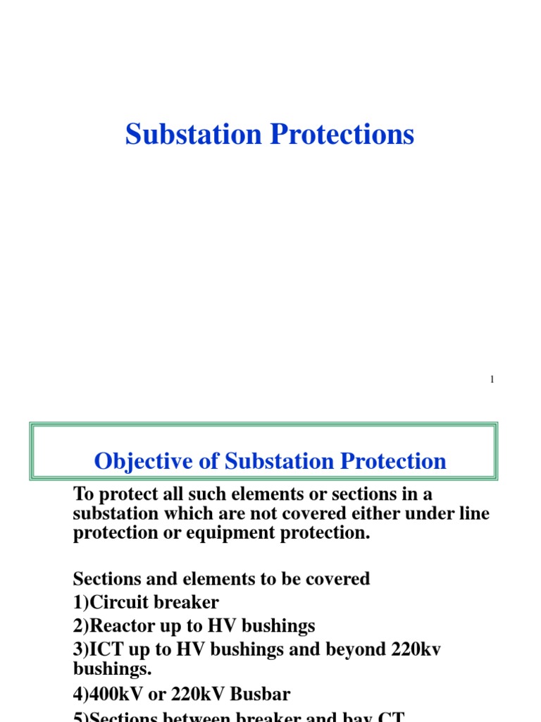 Presentation On Substation Protection | PDF | Relay | Electrical Substation