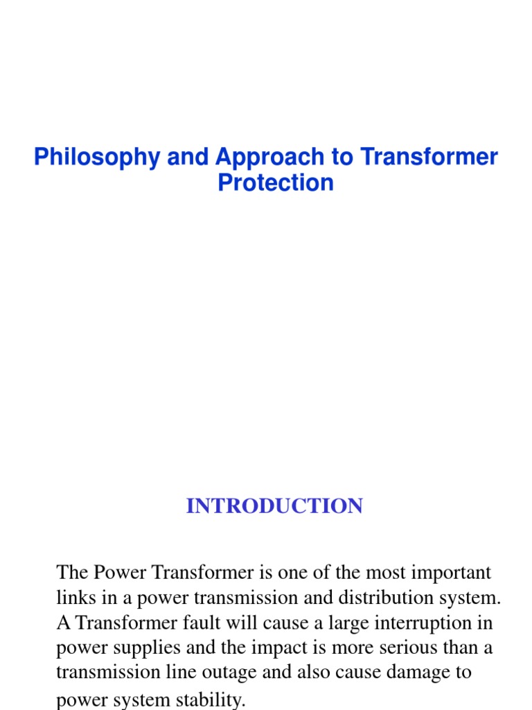 Presentation On Transformer Protection | PDF | Transformer | Relay