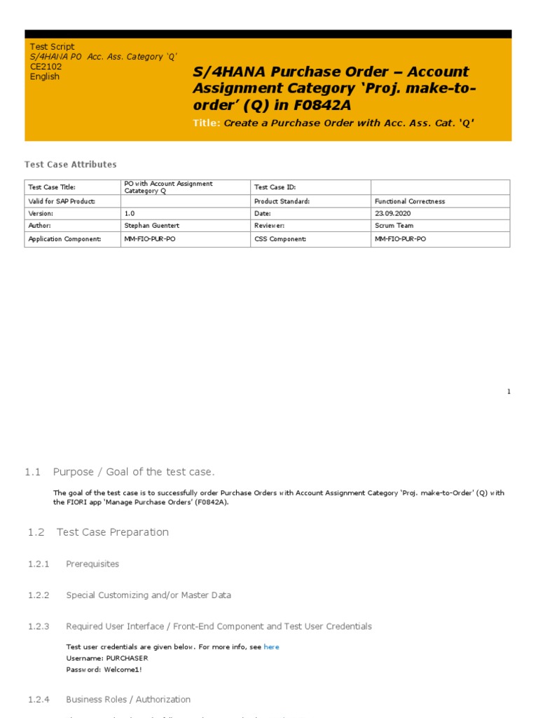 S/4HANA Purchase Order - Account Assignment Category Proj. Make-To ...