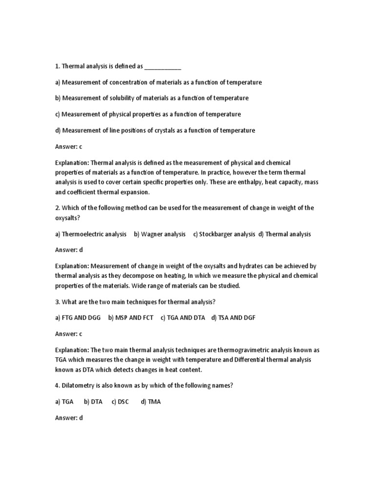 Solid State Chemistry Questions and Answers | PDF | Thermogravimetric ...