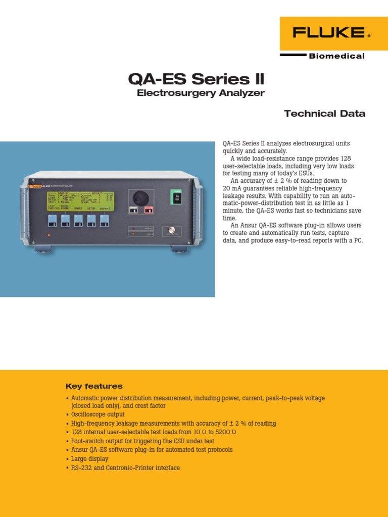 Robin Medical Fluke QA-ES II Electrosurgical Analyzer | PDF ...