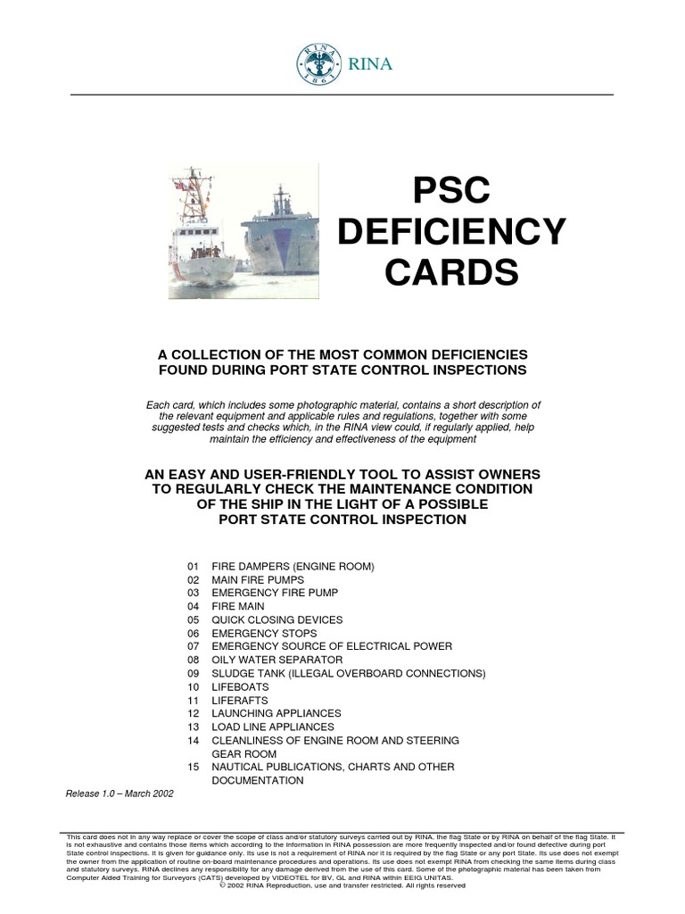 PSC Deficiency Cards | PDF | Valve | Ships