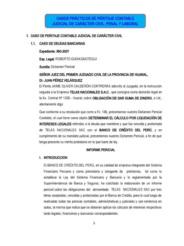 Casos Practicos de Peritaje | PDF