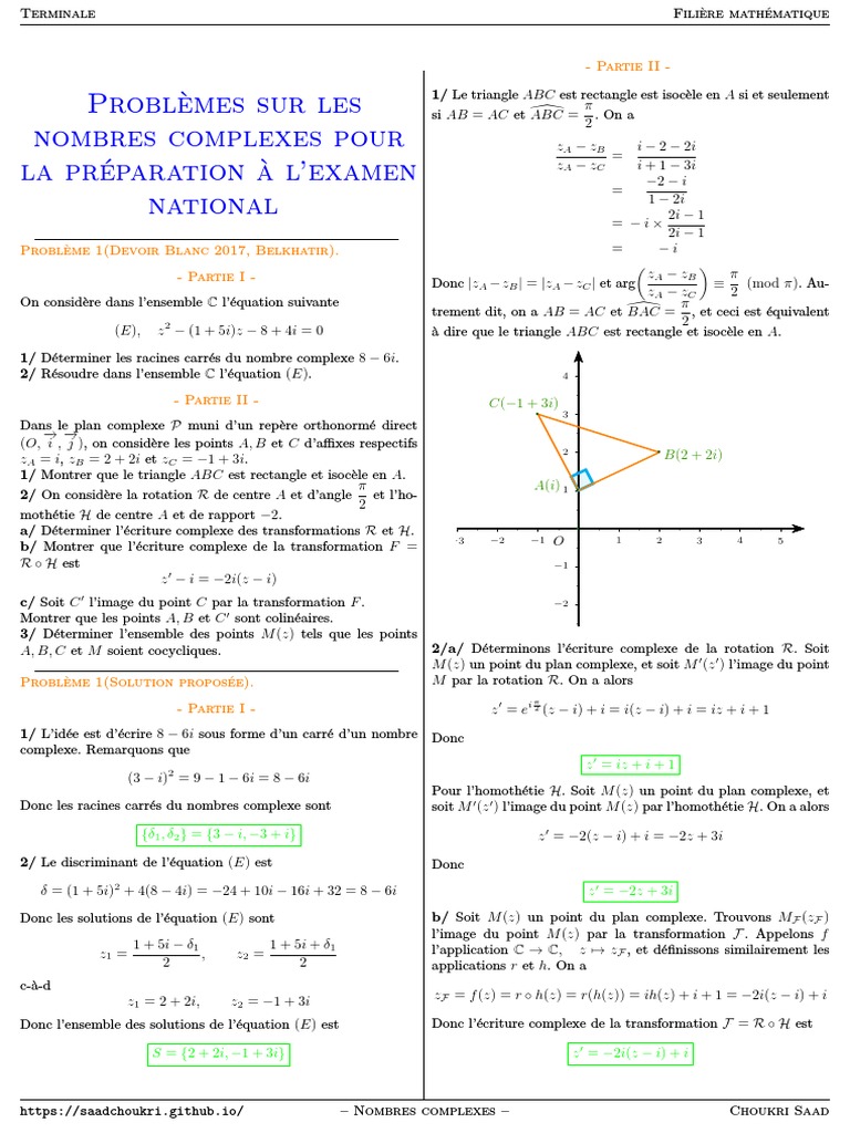 TD2 Nombres Complexes | PDF | Nombre complexe | Algèbre générale