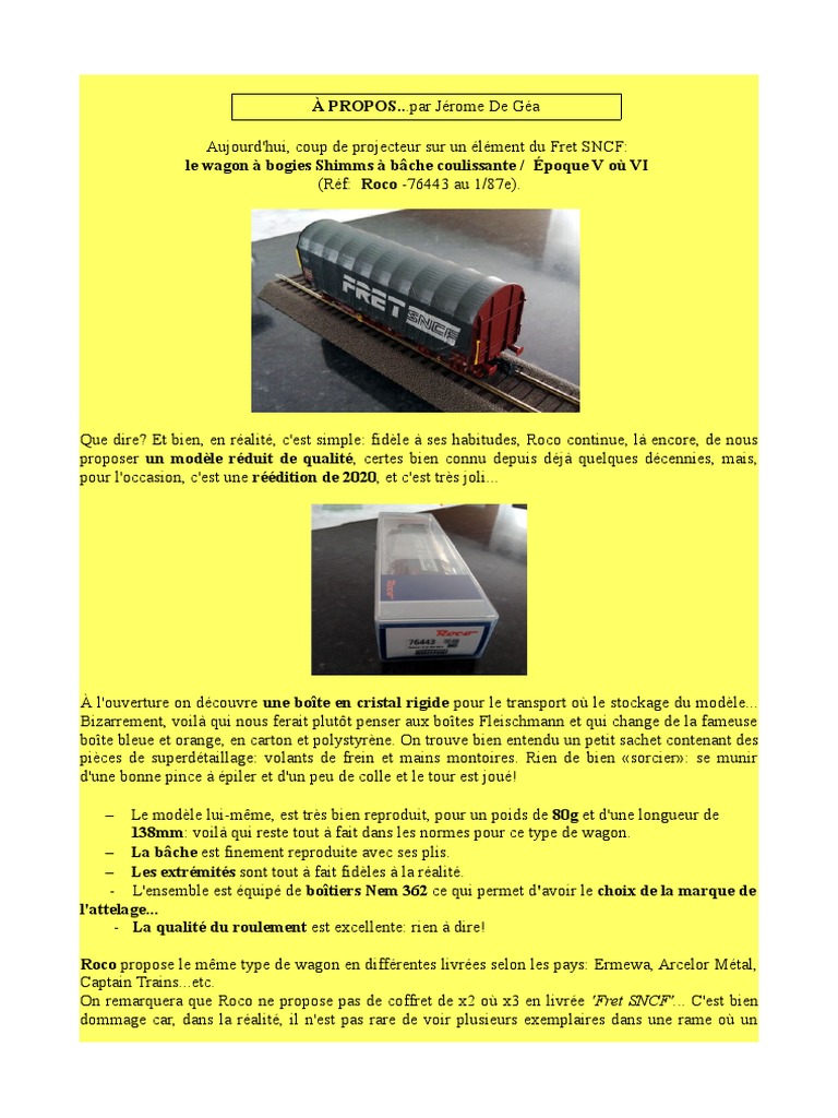 Wagon Shimms Roco 76443 : Qualité et Détails | PDF | Transport ...