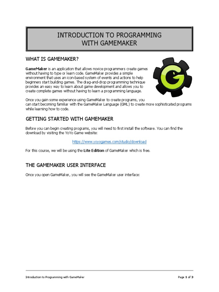 1 Introduction To GameMaker | PDF | Computer Programming | System Software