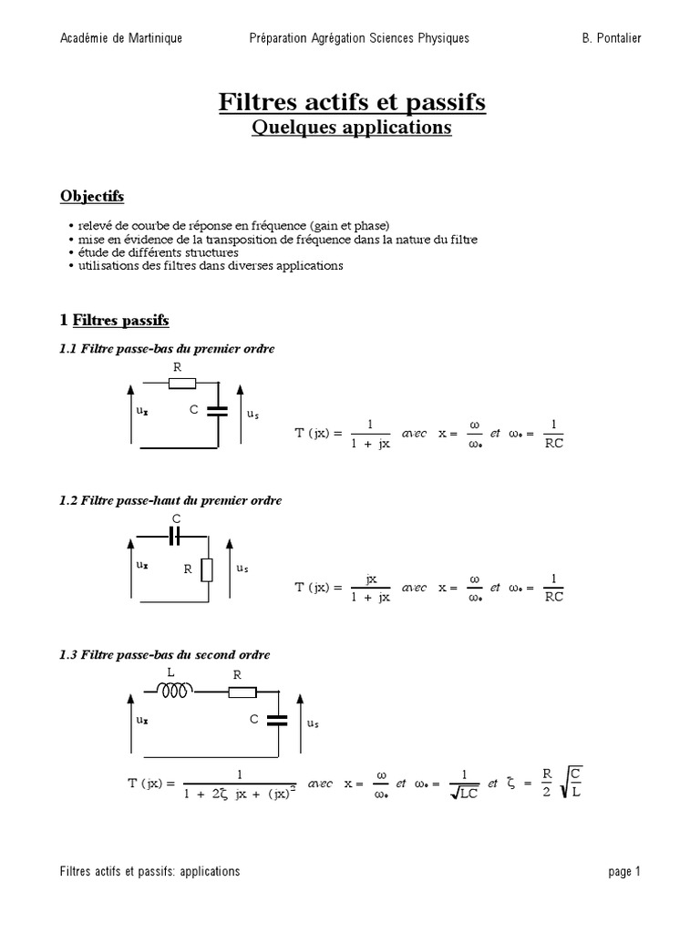 Filtres Actifs-Passifs | PDF | Filtre (électronique) | Modulation de ...