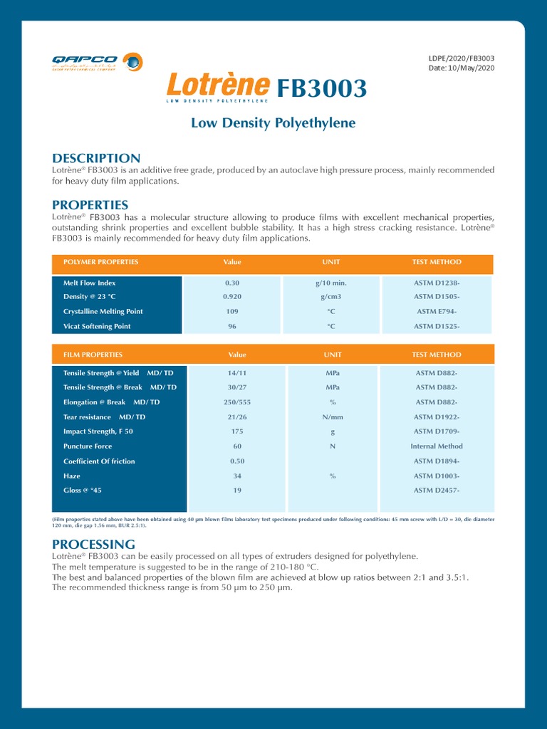 Datasheet FB3003-2 | PDF | Polyethylene | Materials