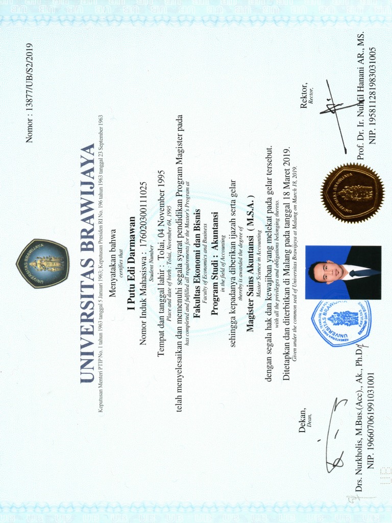 Ijazah & Transkrip Nilai s2 | PDF