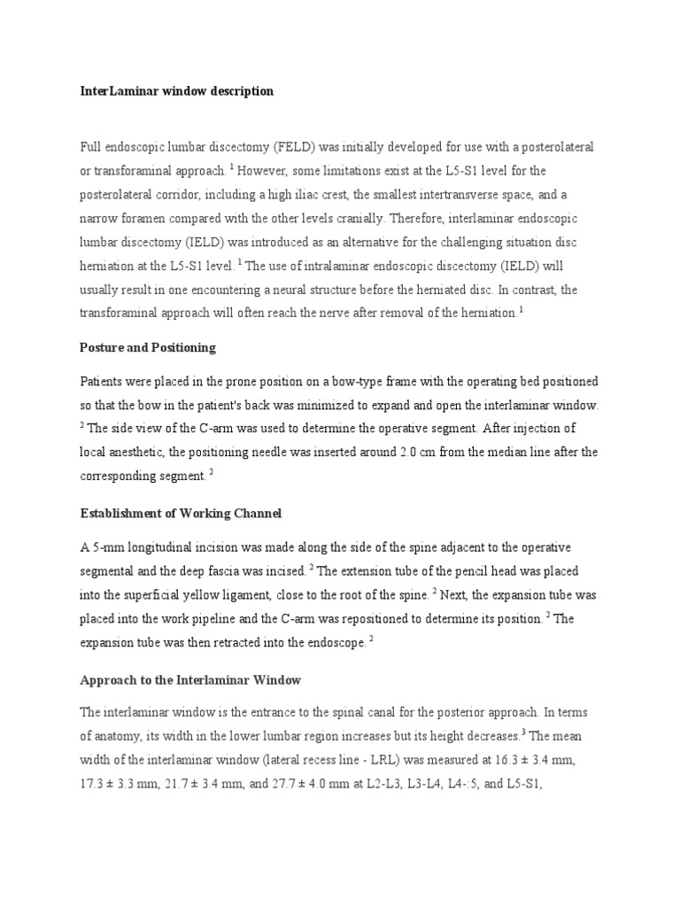 InterLaminar Window Description | PDF | Back Pain | Vertebral Column