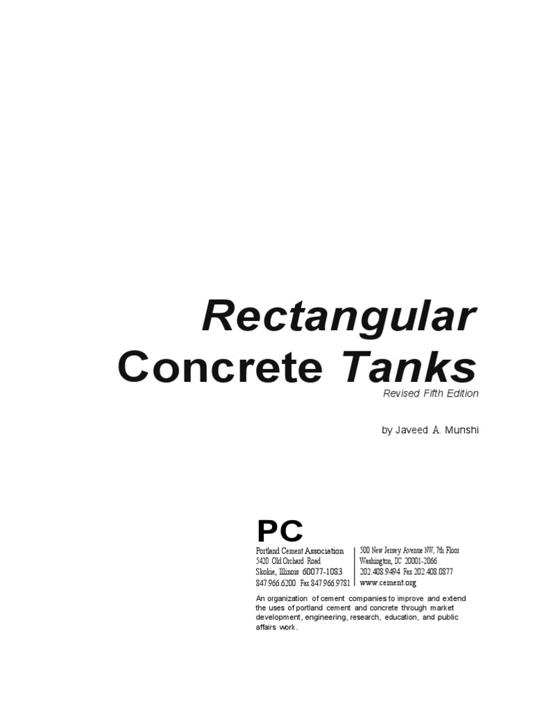 Tables P.C.a..-.Rectangular Concrete Tanks | PDF | Bending | Concrete