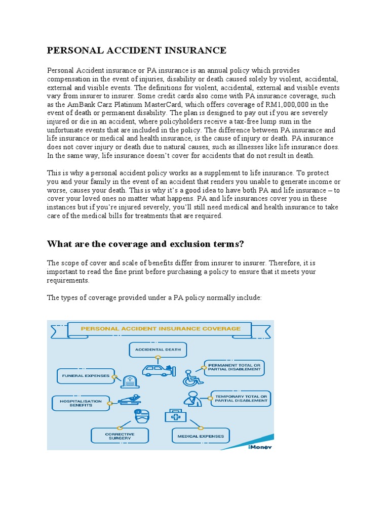 Personal Accident Insurance Explained | PDF | Insurance | Life Insurance