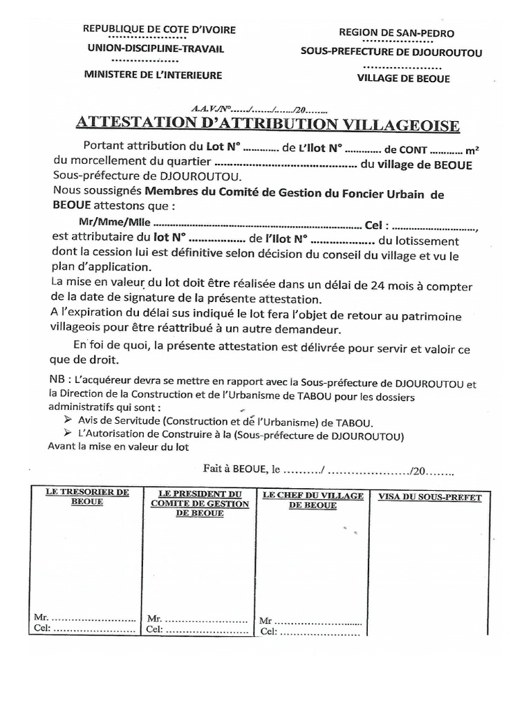 Attestation D'attribution | PDF