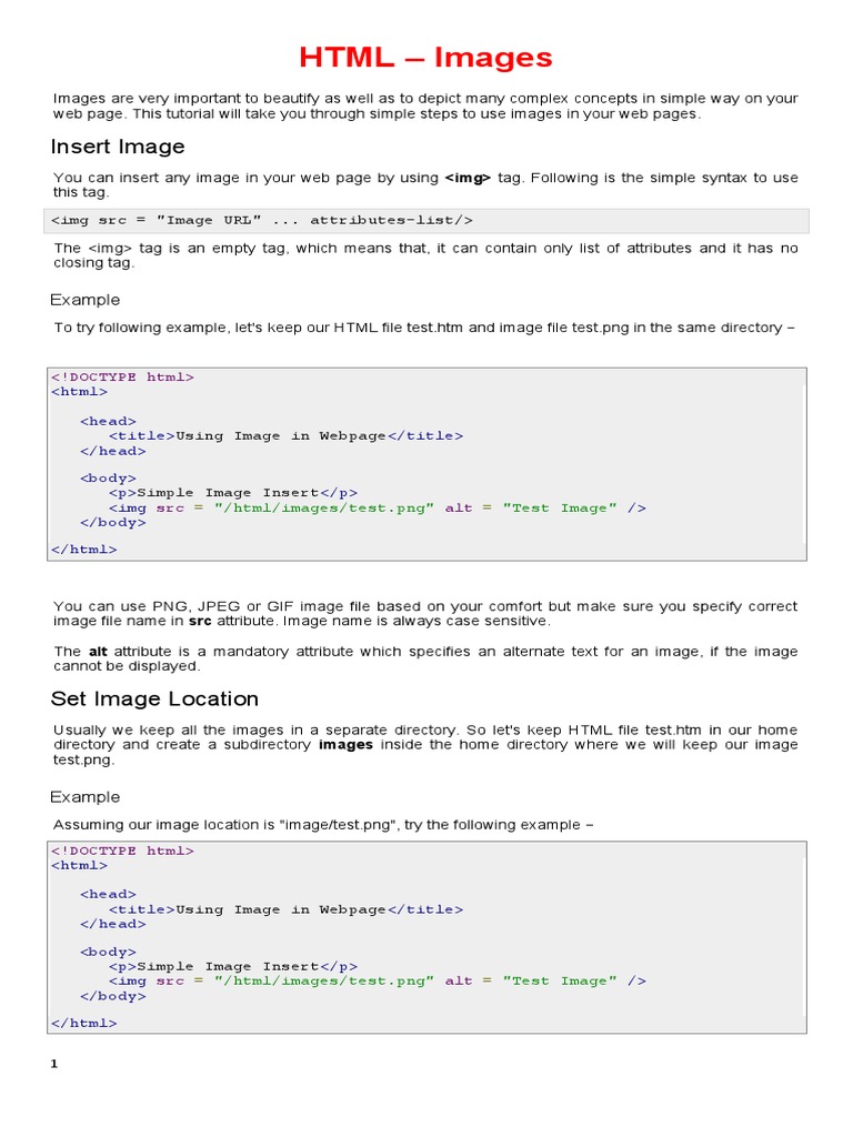 HTML - Images: Insert Image | Download Free PDF | Hyperlink | Html Element