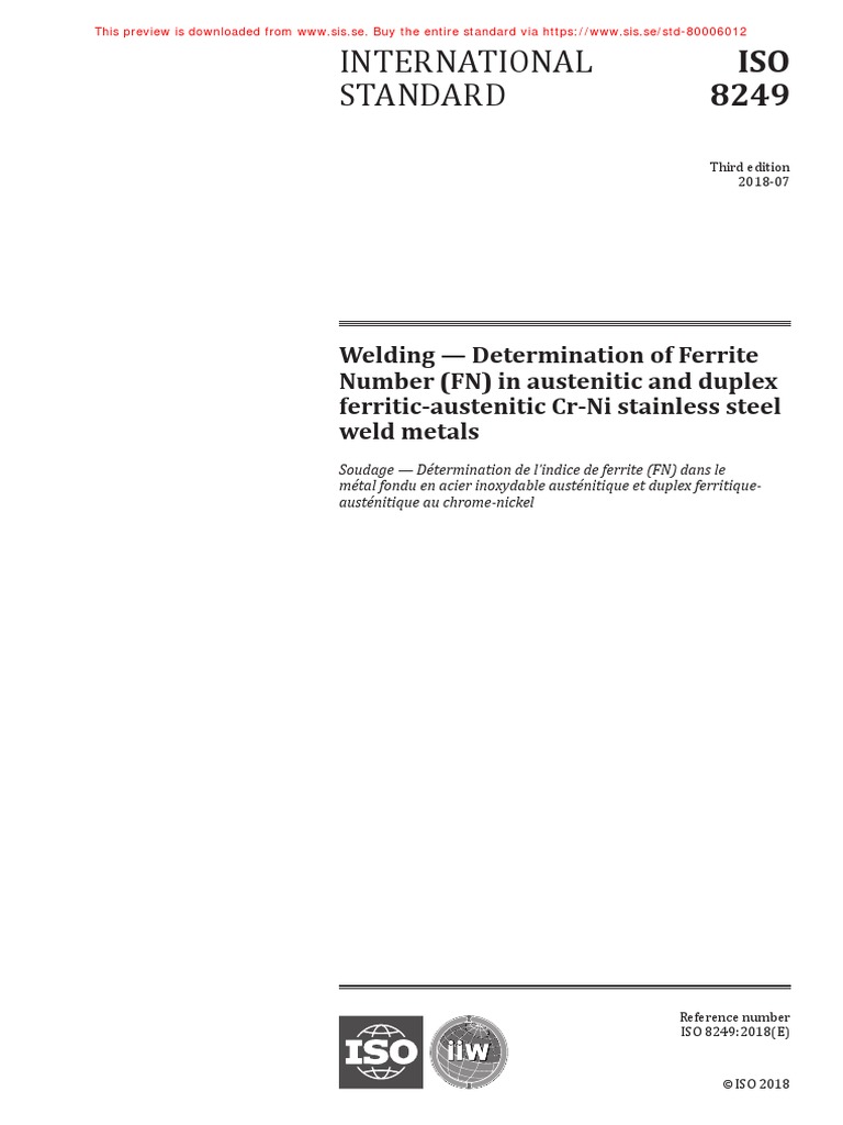 Iso 8249 2018 en PDF | PDF | Stainless Steel | Welding