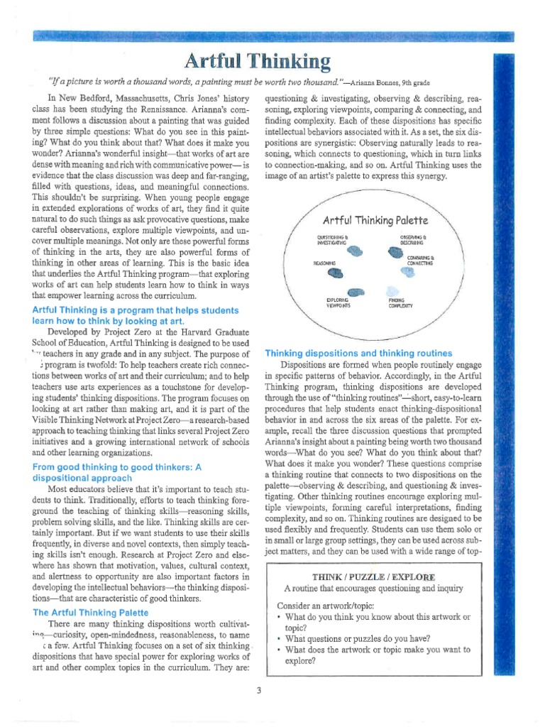 Tishman - Artful Thinking Overview | PDF