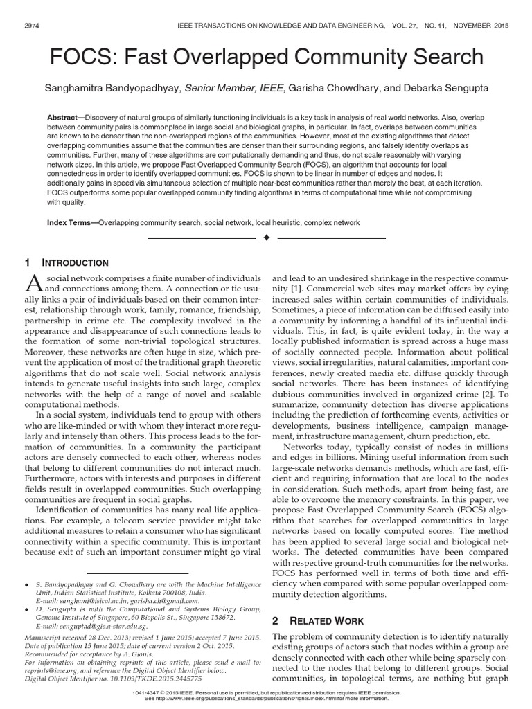 FOCS Fast Overlapped Community Search | PDF | Cluster Analysis | Vertex (Graph Theory)