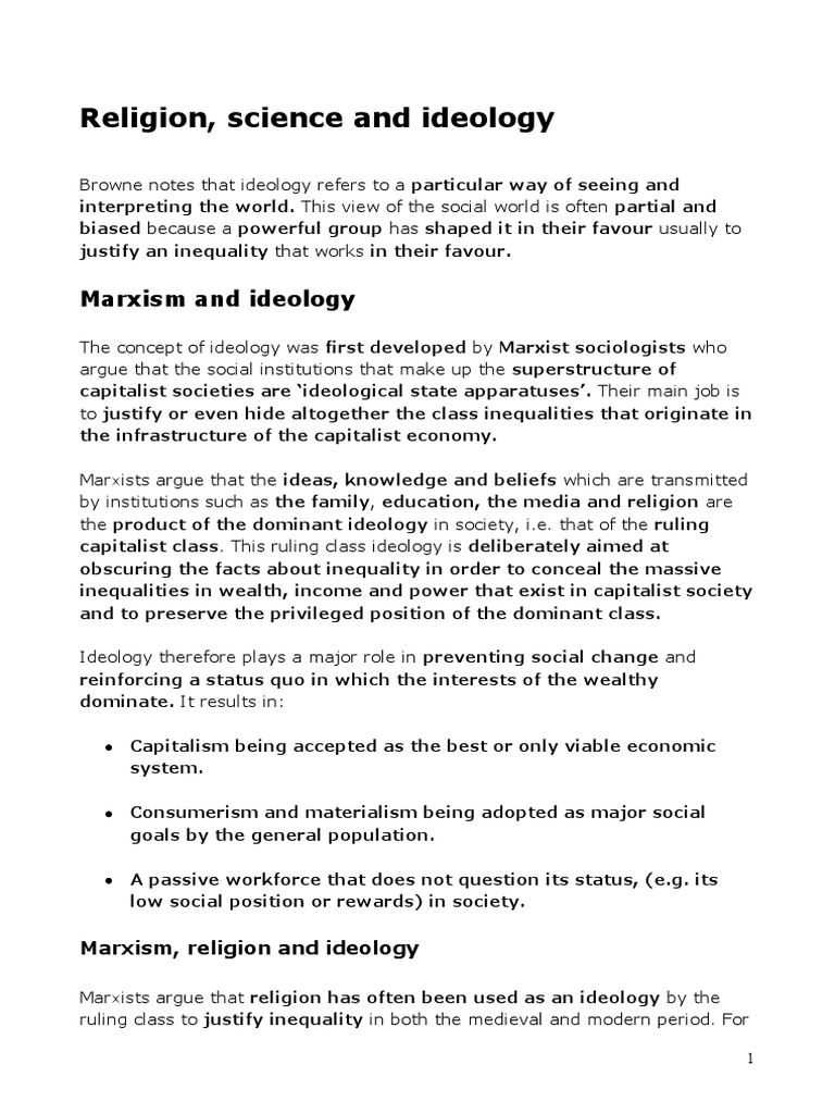 Religion, Science and Ideology | PDF | Ideologies | Marxism