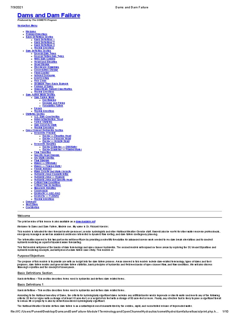 Dams and Dam Failure | PDF | Dam | Reservoir