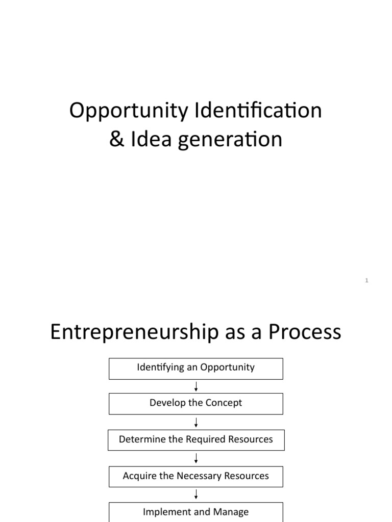 Opportunity Identification & Idea Generation | PDF | Entrepreneurship ...