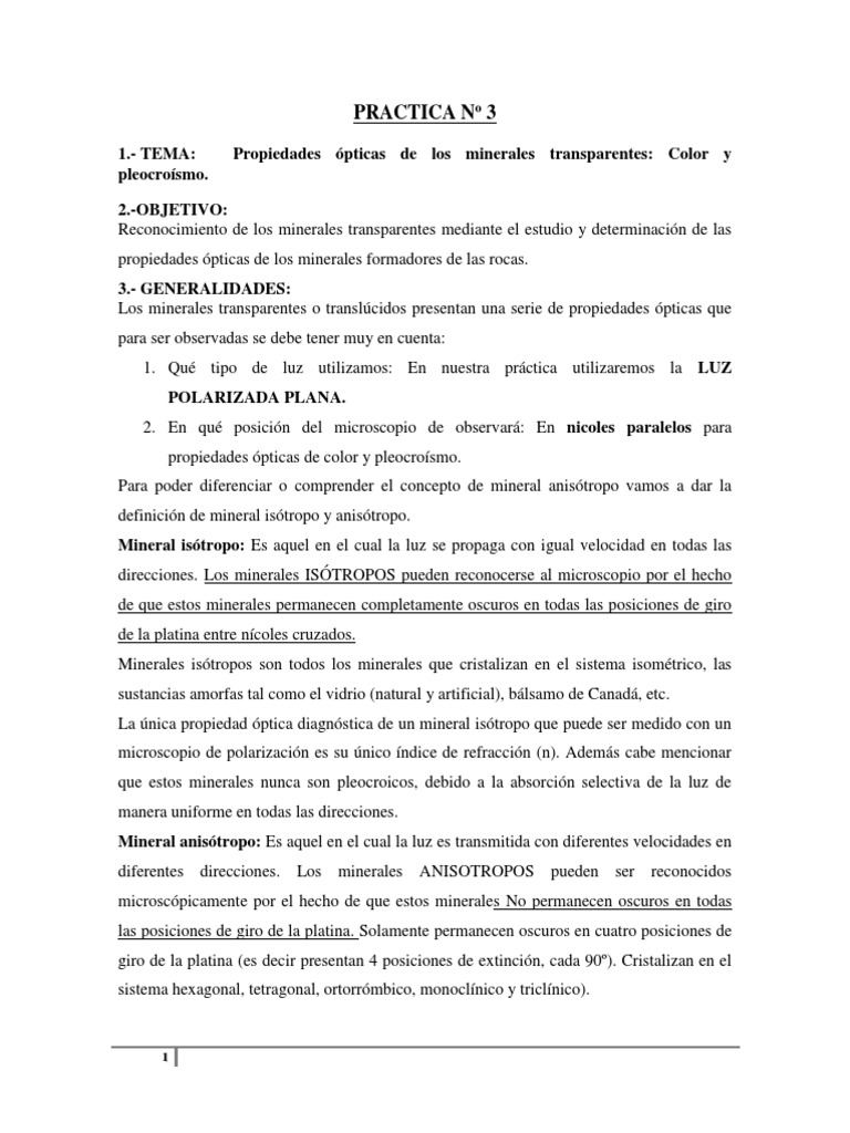 Optical Properties of Transparent Minerals: Color and Pleochroism | PDF | Minerales | Color