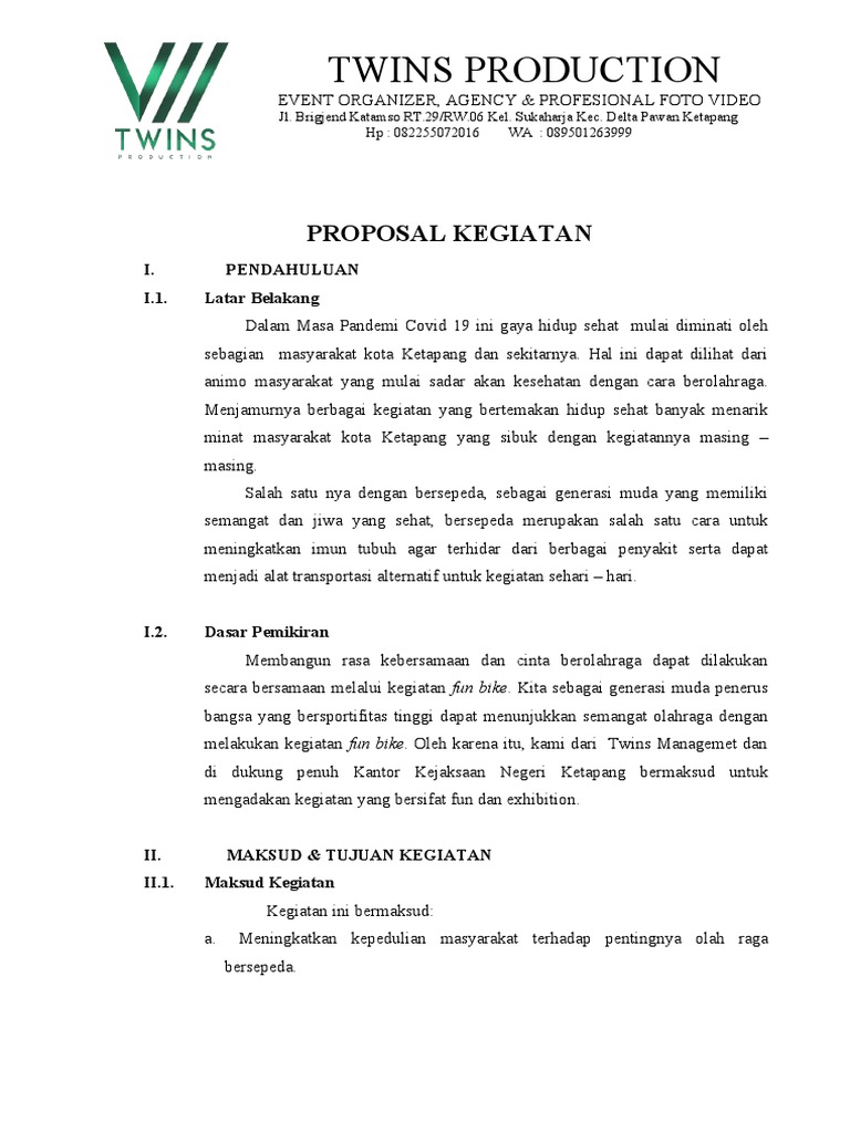 Proposal Funbike Kejari Ketapang | PDF