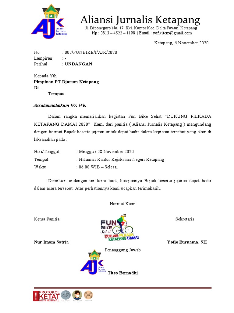 Undangan Fun Bike Pilkada Ketapang 2020 | PDF