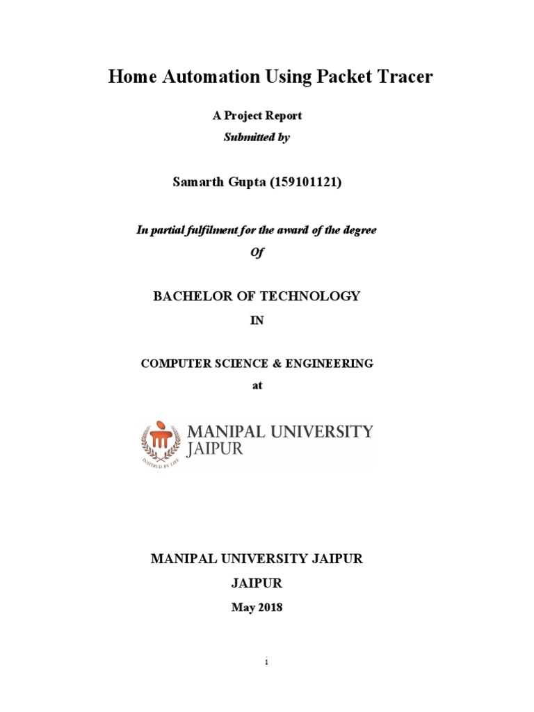Home Automation Using Packet Tracer: Samarth Gupta (159101121) | PDF ...