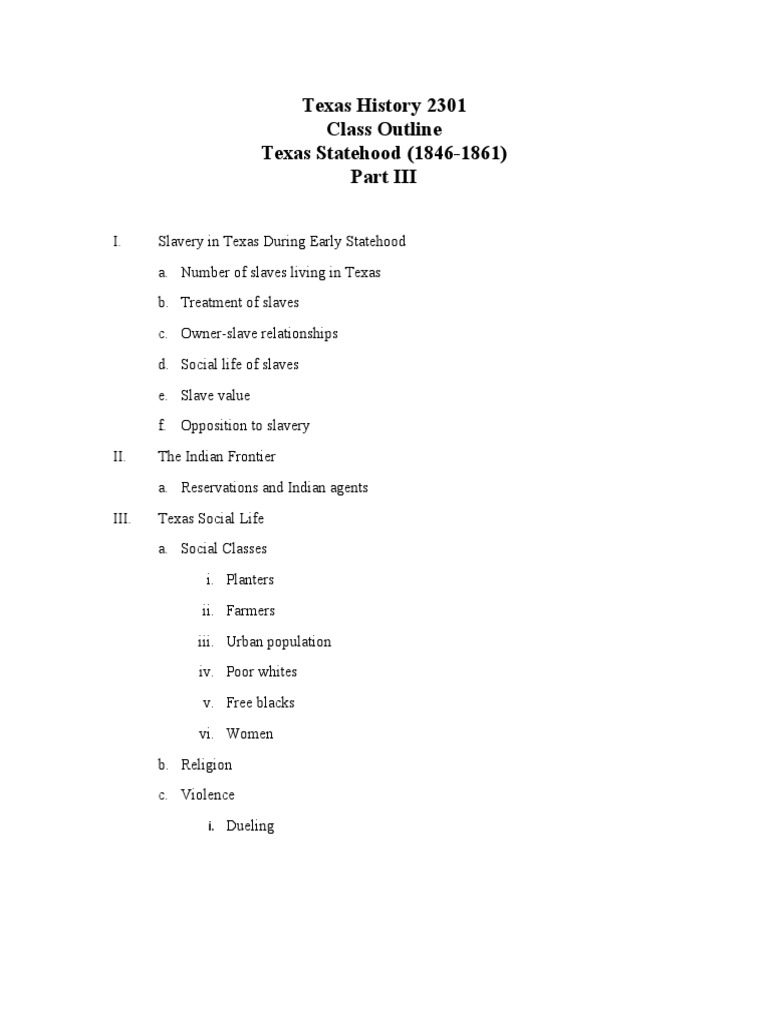 Texas Statehood and Early Society | PDF